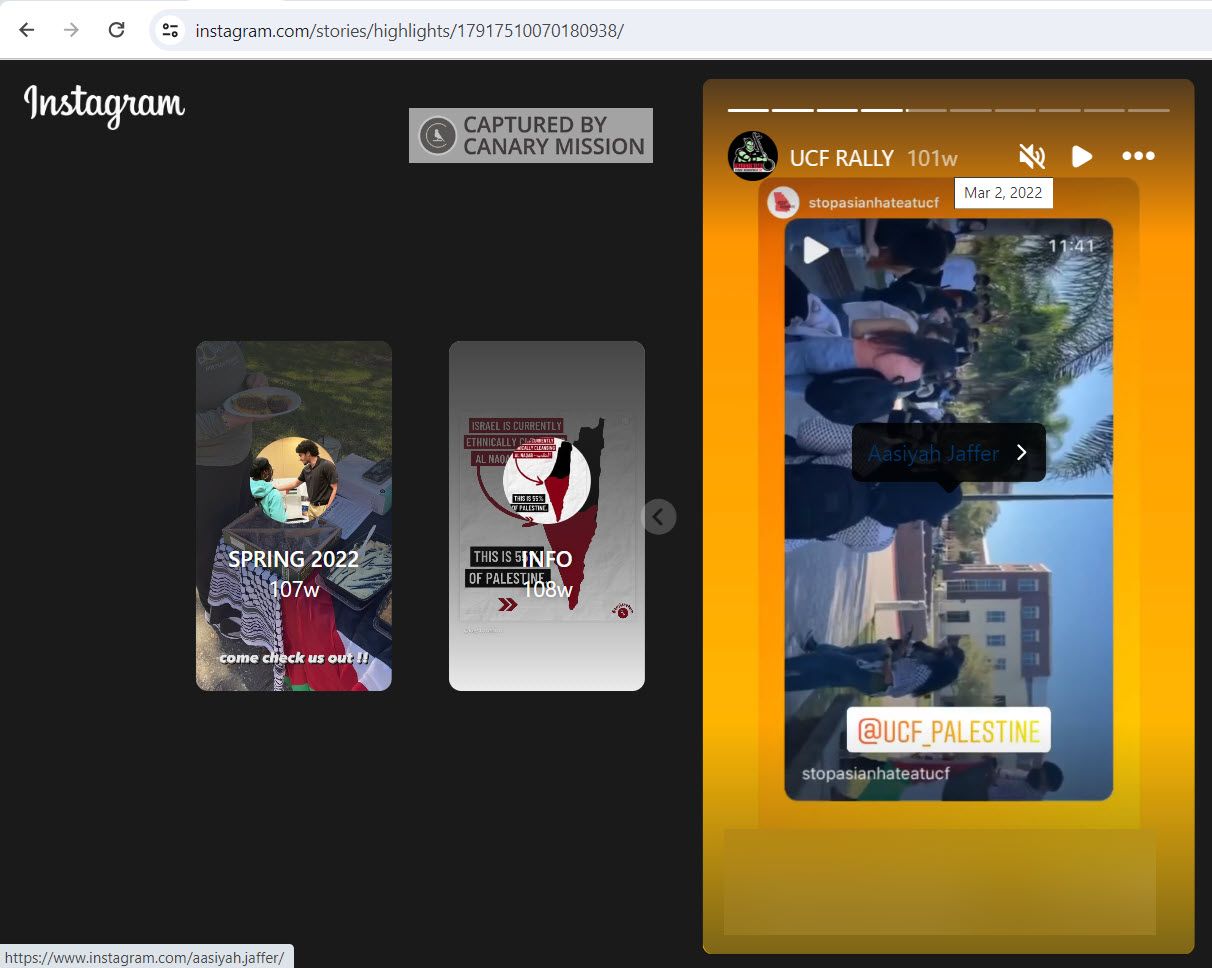 Aasiyah Jaffer - Canary Mission
