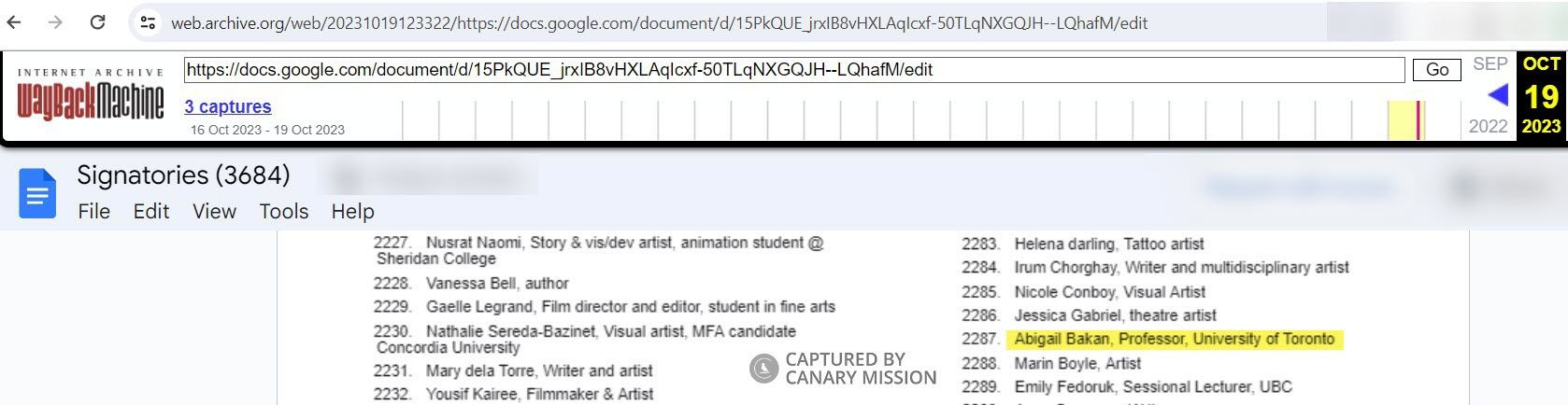 Abigail Bakan - Canary Mission