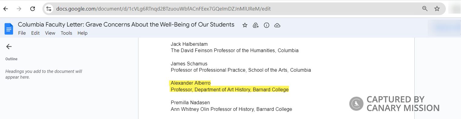 Alexander Alberro - Canary Mission