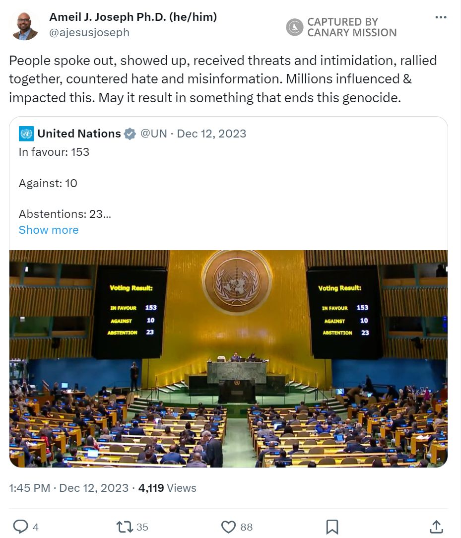 Ameil Joseph - Canary Mission