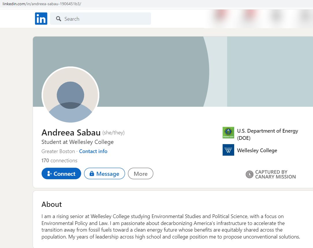 Andreea Sabau - Canary Mission