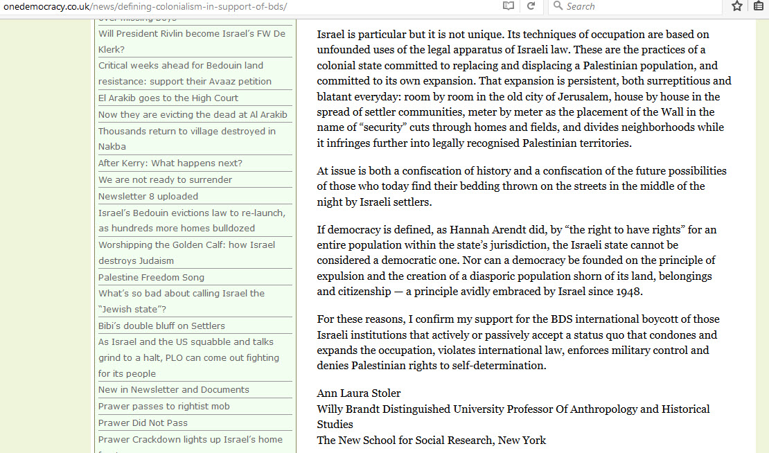 Ann Stoler - Canary Mission