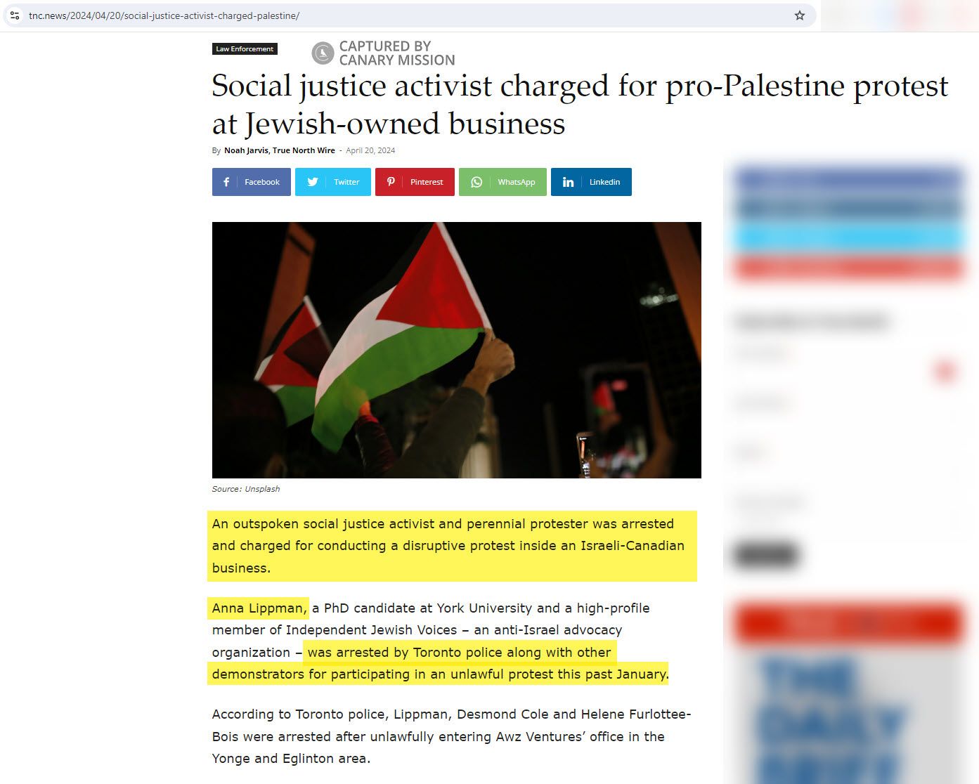 Anna Lippman - Canary Mission