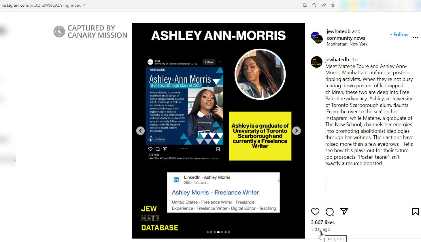 Ashley-Ann Morris - Canary Mission
