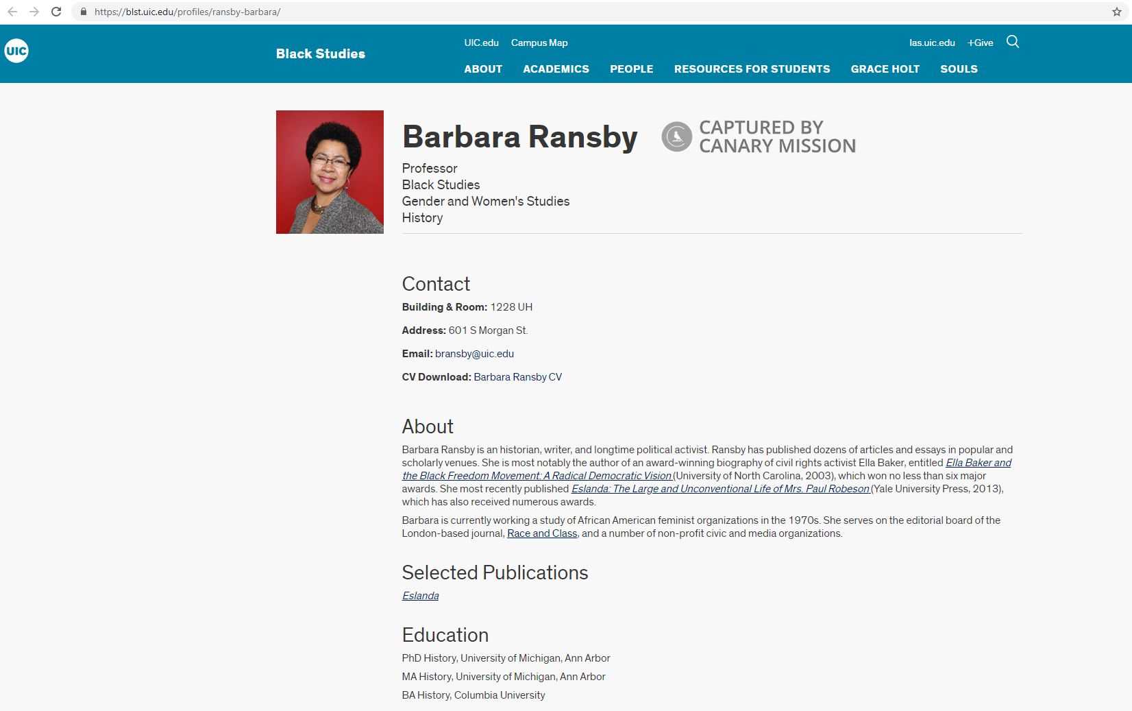 Barbara Ransby - Canary Mission