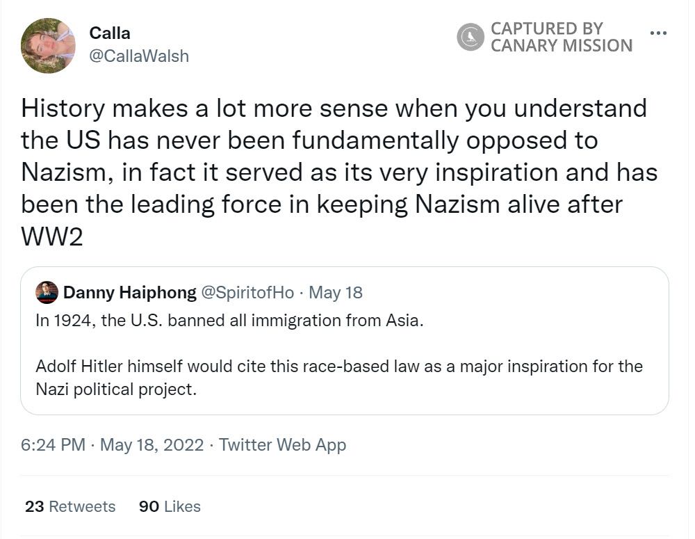 Calla Walsh - Canary Mission