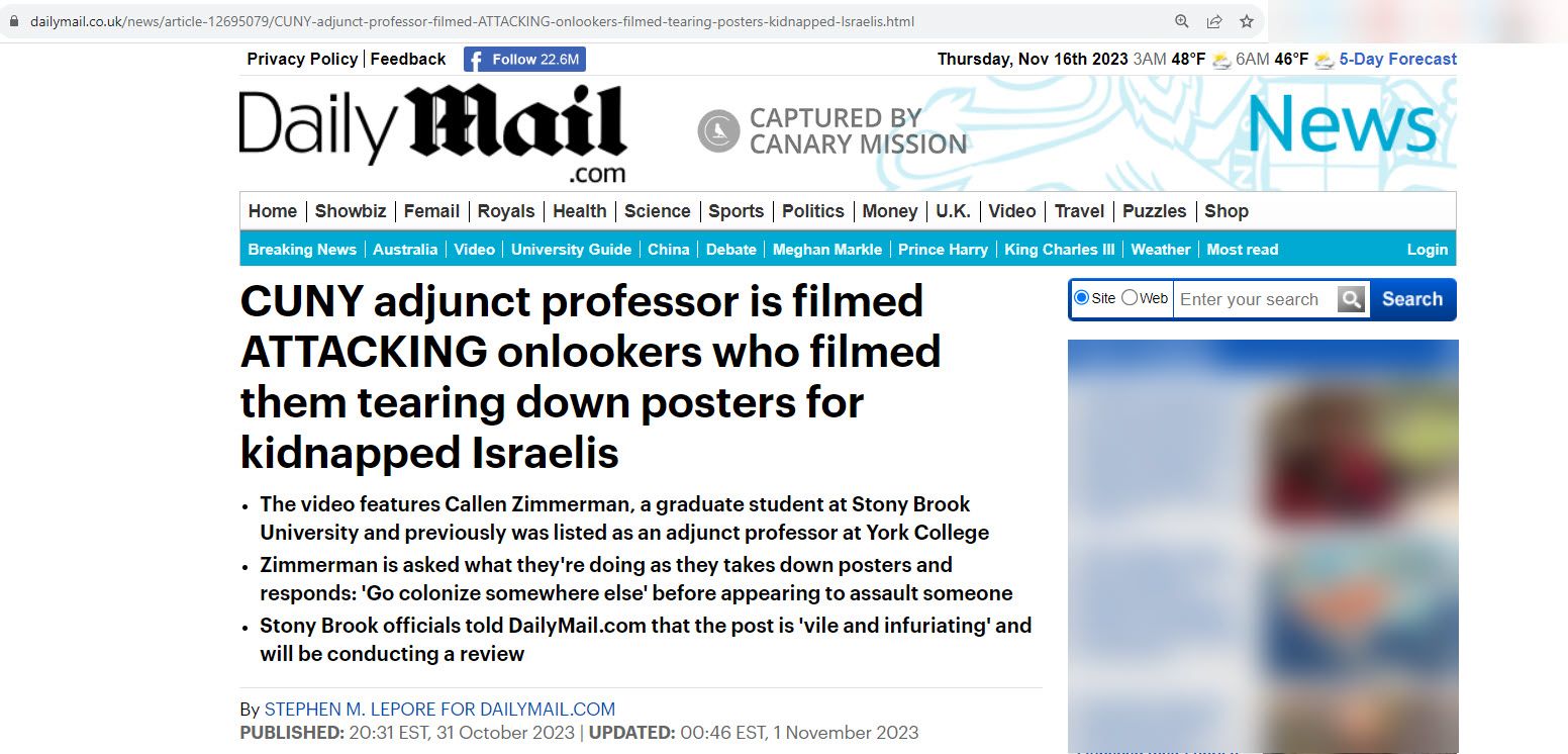 Callen Zimmerman - Canary Mission