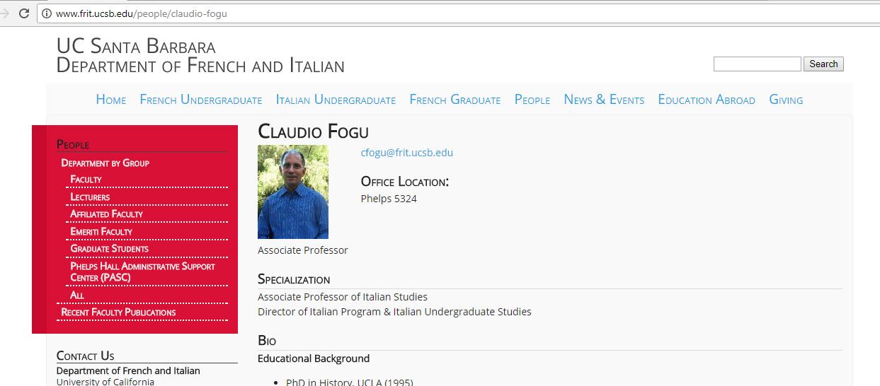 Claudio Fogu - Canary Mission