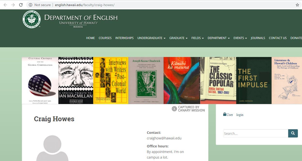 Craig Howes - Canary Mission