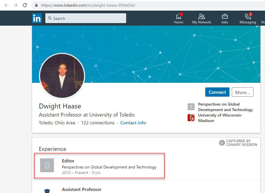 Dwight Haase - Canary Mission