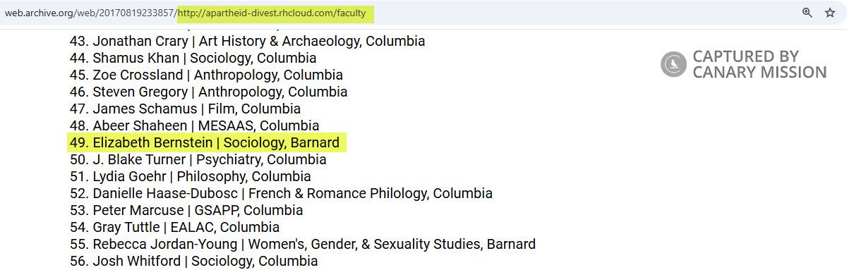 Elizabeth Bernstein - Canary Mission