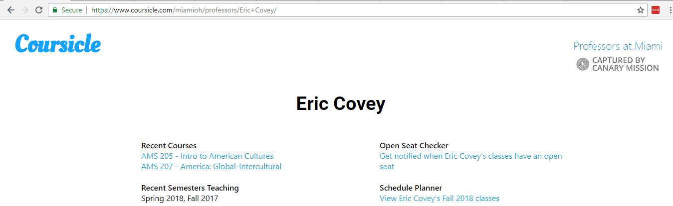 Eric Covey - Canary Mission