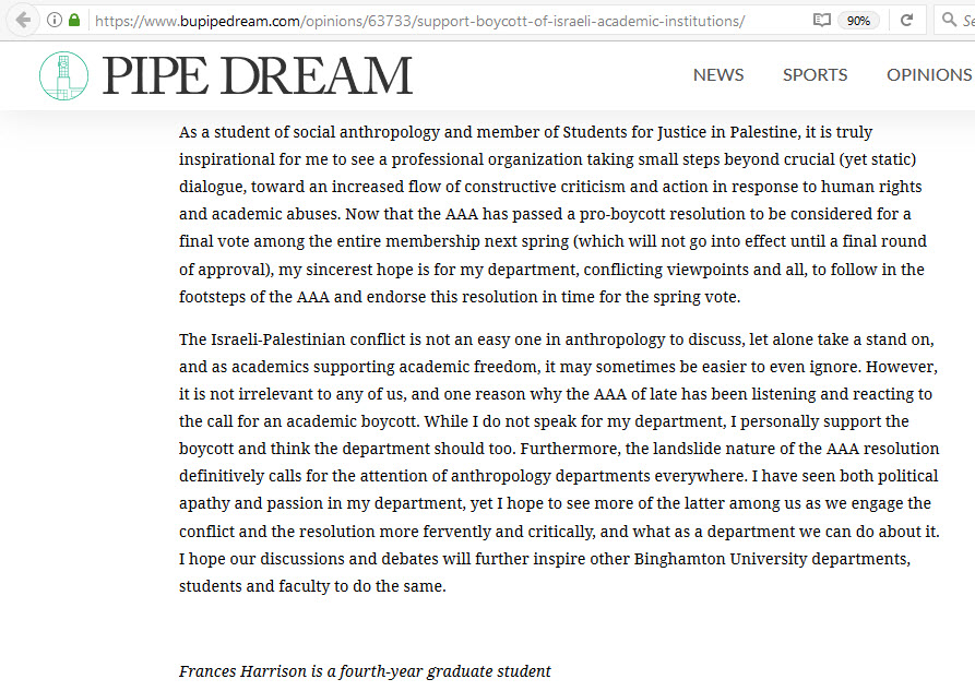 Frances Harrison - Canary Mission