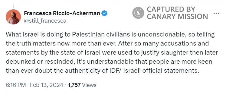 Francesca Riccio-Ackerman - Canary Mission