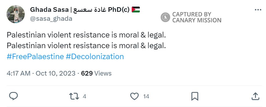Ghada Sasa - Canary Mission