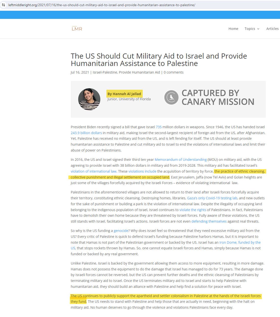 Hannah Al Jallad - Canary Mission