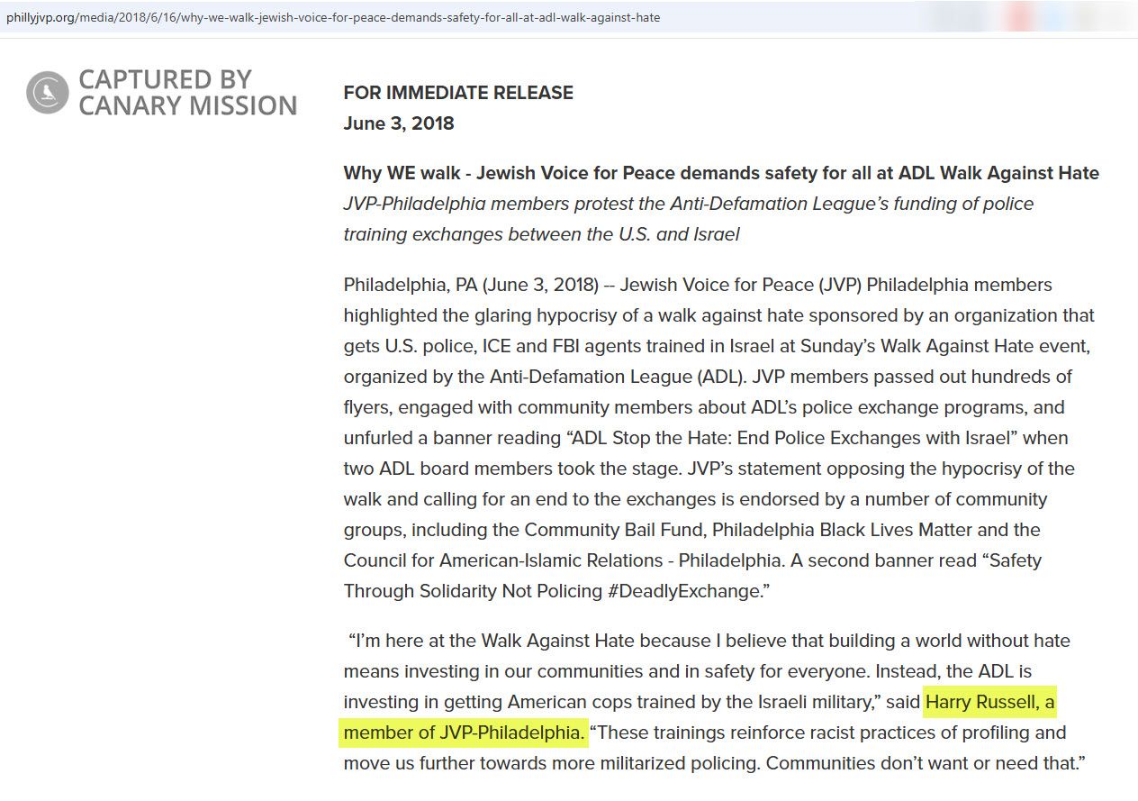 Harry Russell - Canary Mission