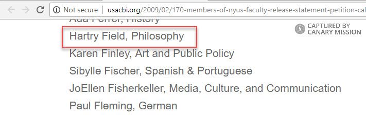 Hartry Field - Canary Mission