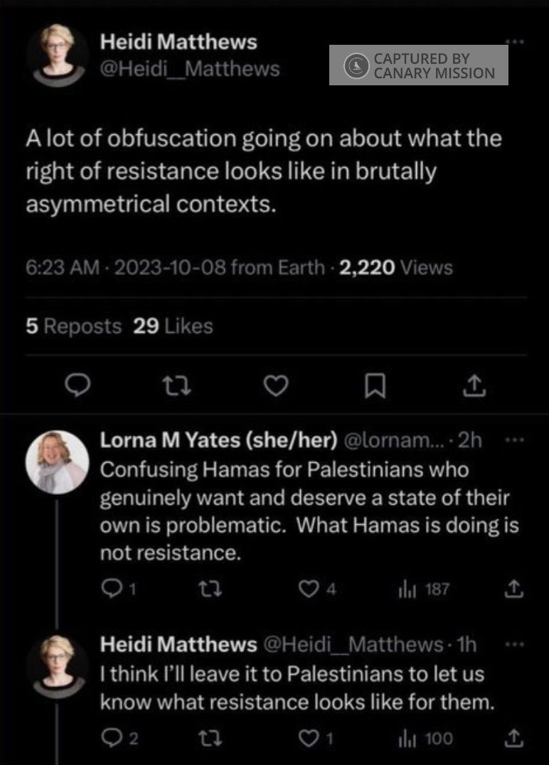 Heidi Matthews - Canary Mission