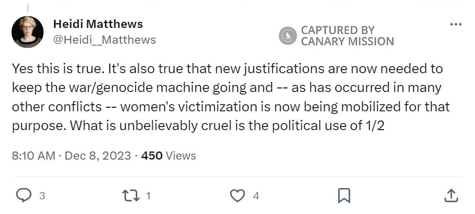 Heidi Matthews - Canary Mission