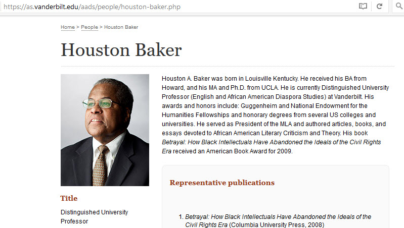 Houston Baker - Canary Mission