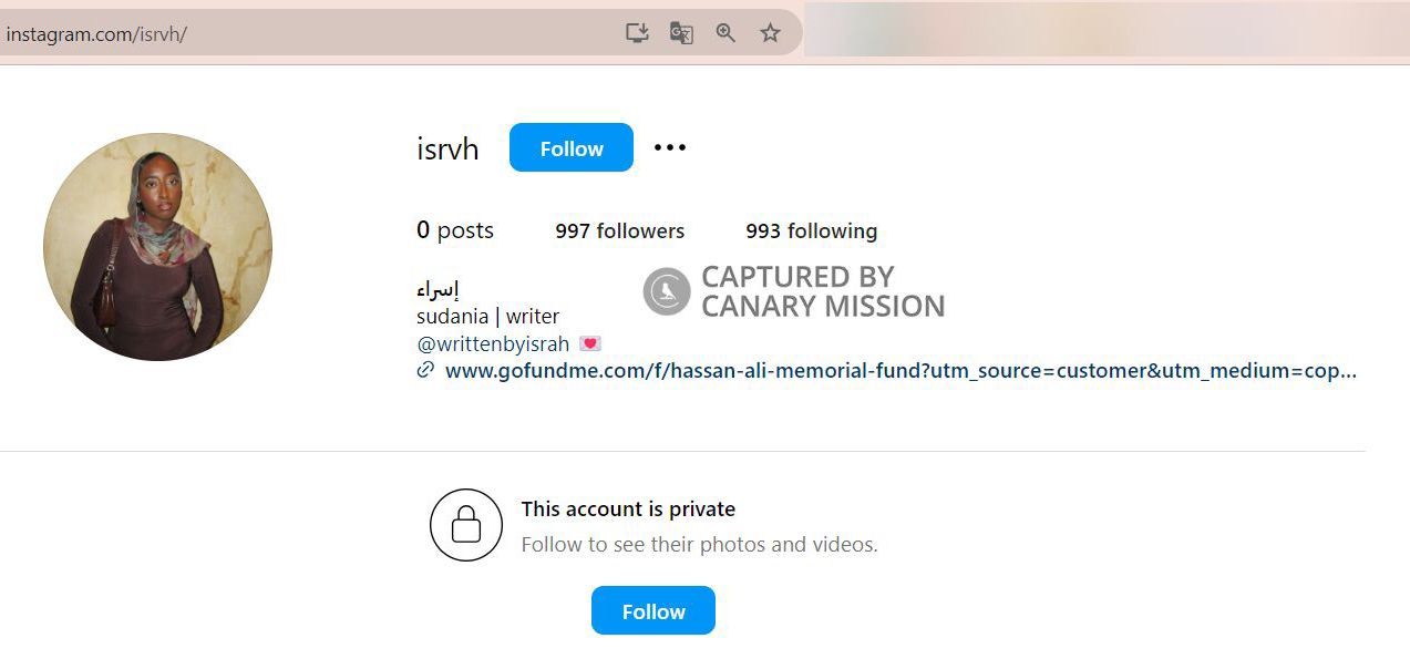 Israh Mohammed - Canary Mission