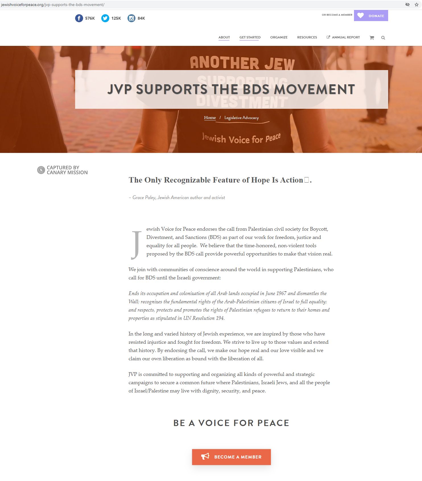 Jewish Voice For Peace - Canary Mission