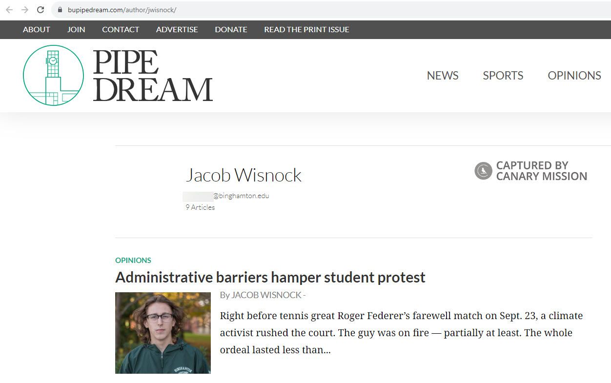 Jacob Wisnock - Canary Mission