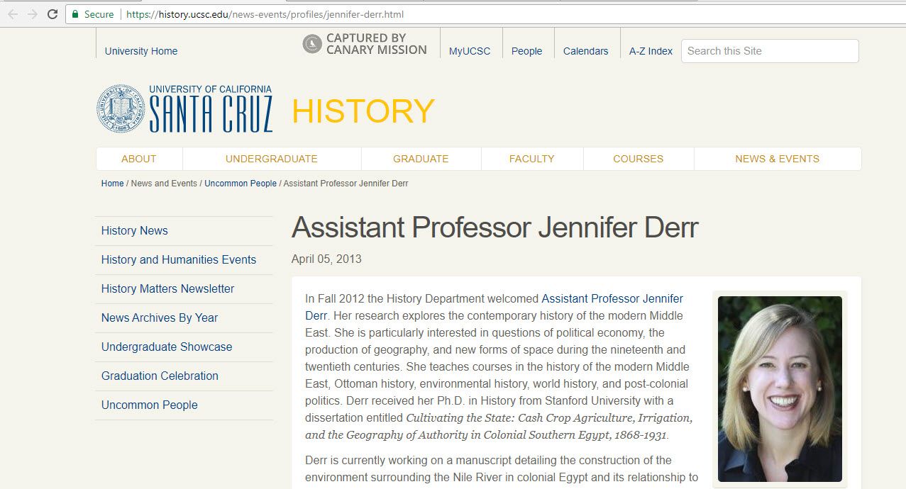 Jennifer Derr - Canary Mission