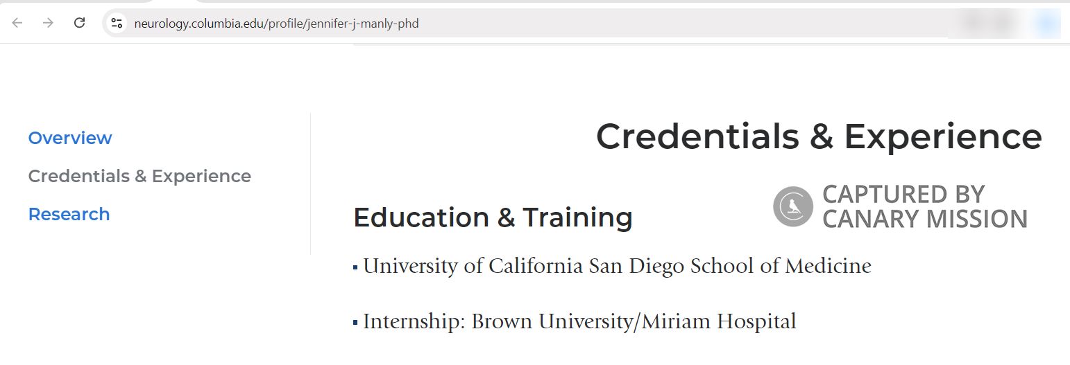 Jennifer Manly - Canary Mission