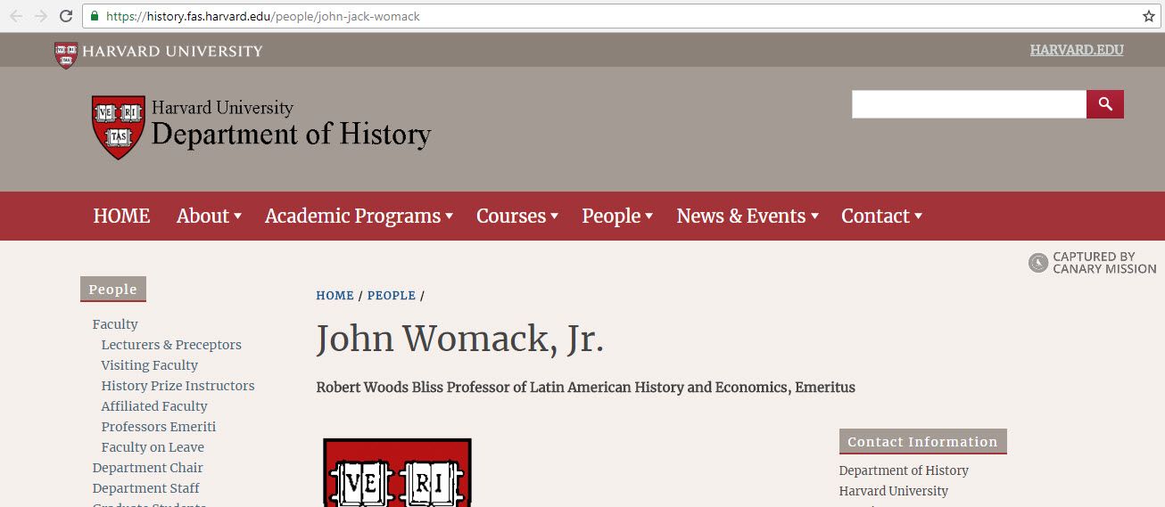 John Womack - Canary Mission