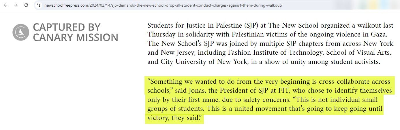 Jonas King - Canary Mission