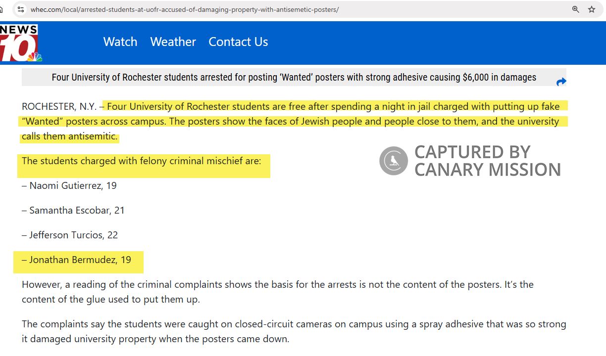 Jonathan Bermudez - Canary Mission