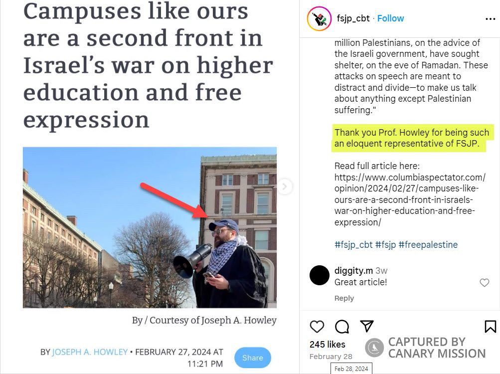 Joseph Howley - Canary Mission