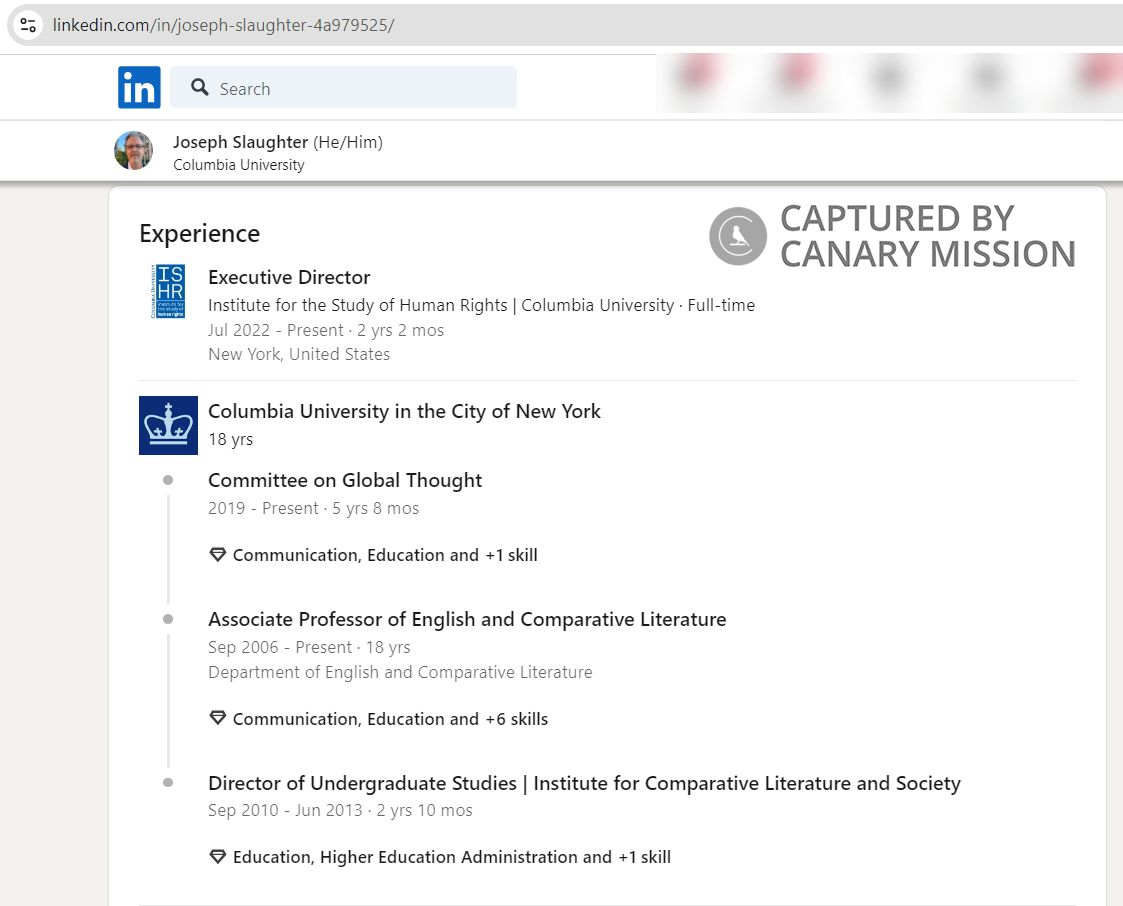 Joseph Slaughter - Canary Mission