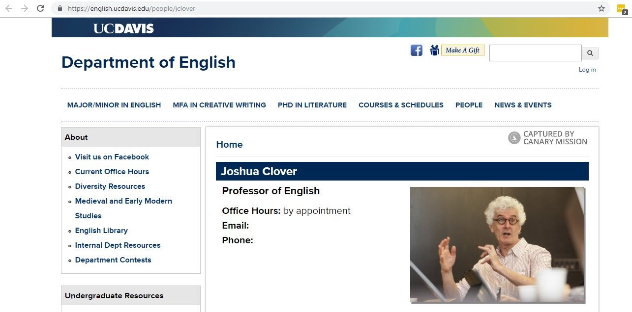 Joshua Clover - Canary Mission