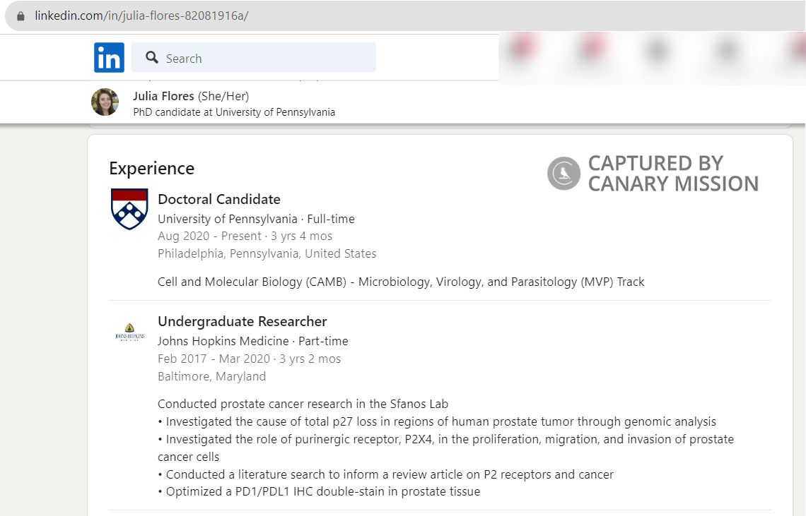 Julia Flores - Canary Mission