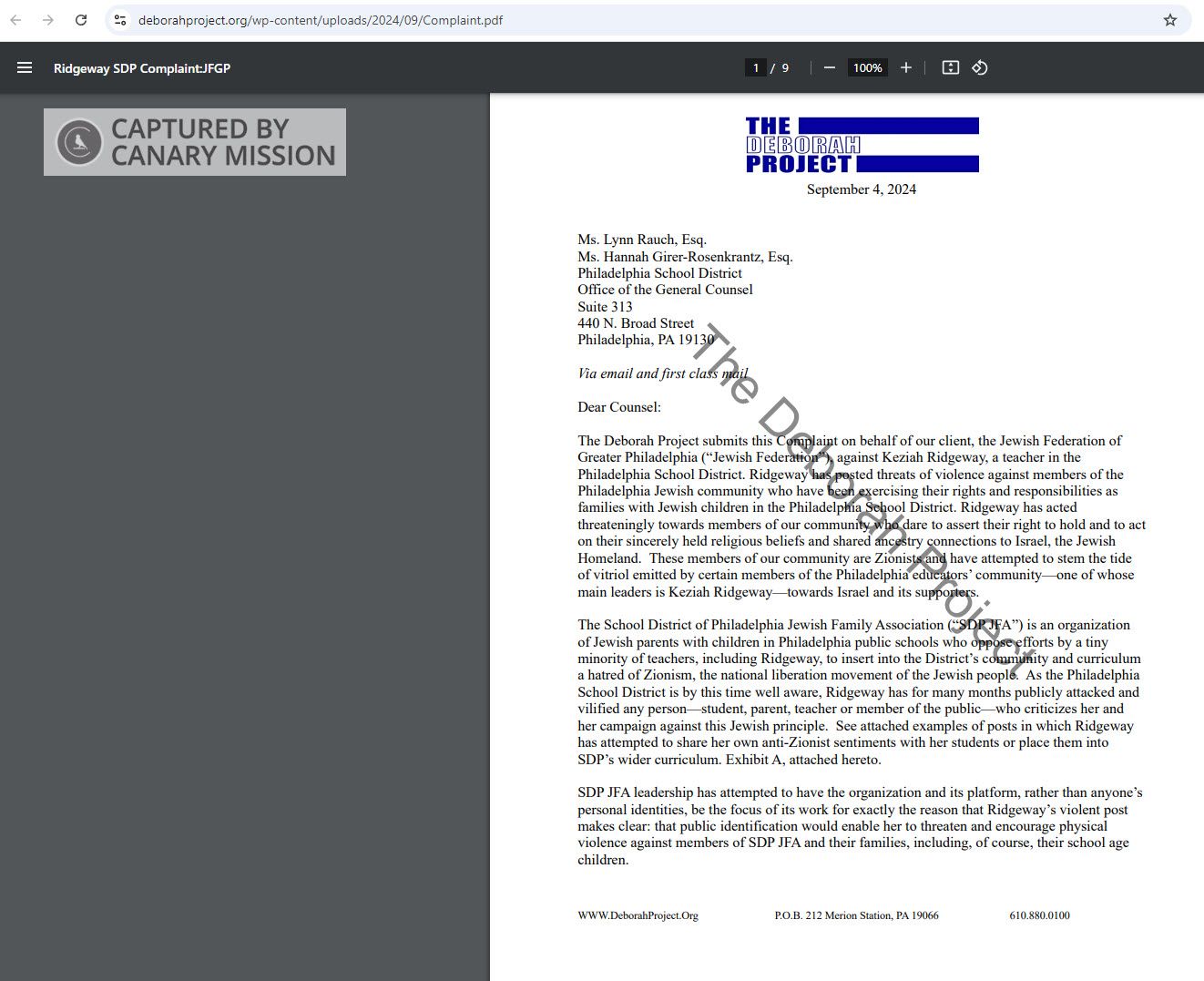 Keziah Ridgeway - Canary Mission