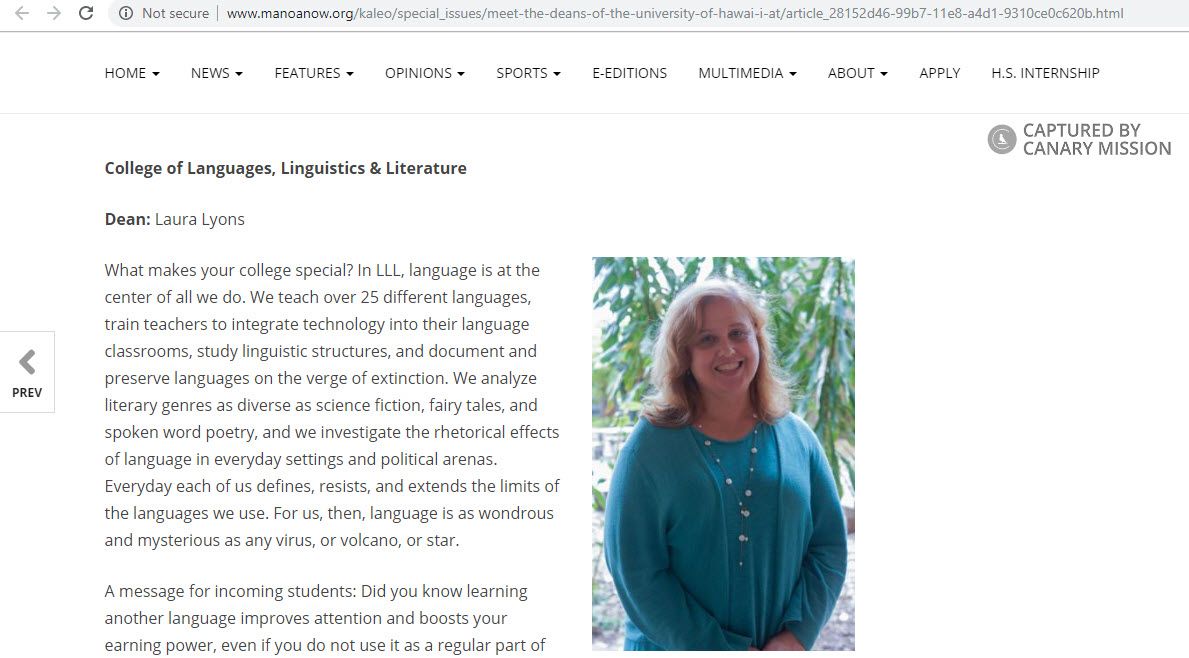 Laura Lyons - Canary Mission