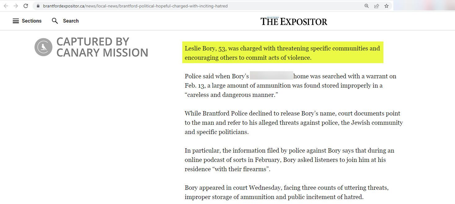 Leslie Bory - Canary Mission