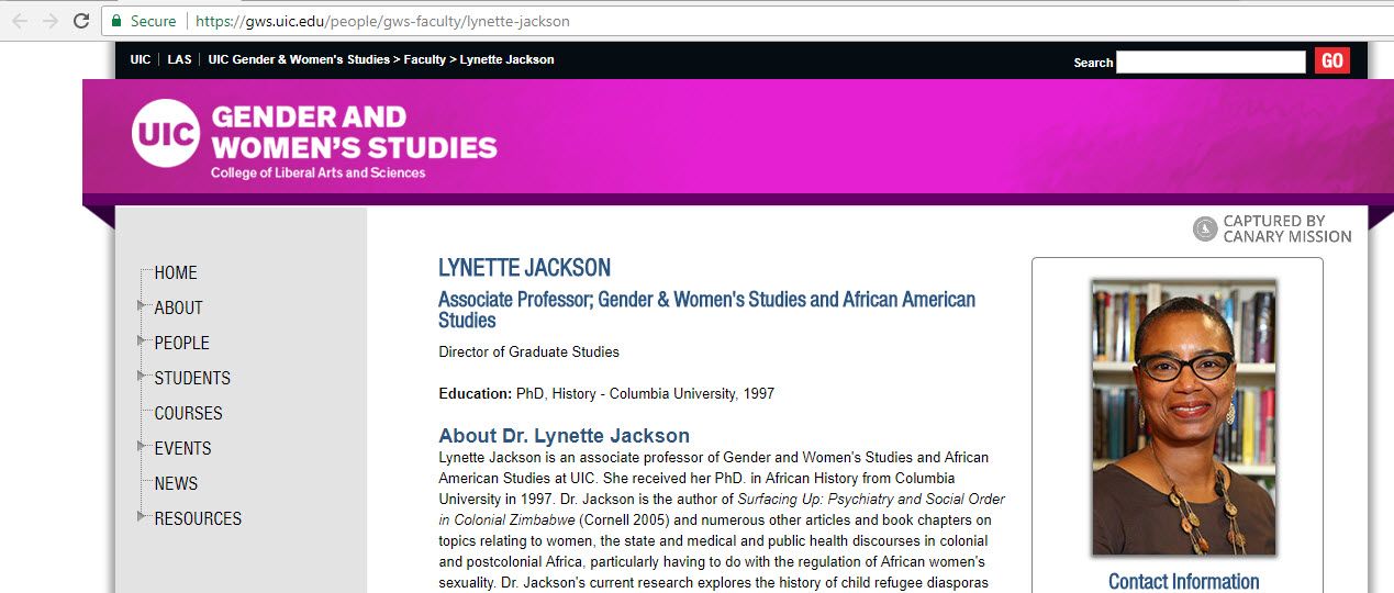 Lynette Jackson - Canary Mission