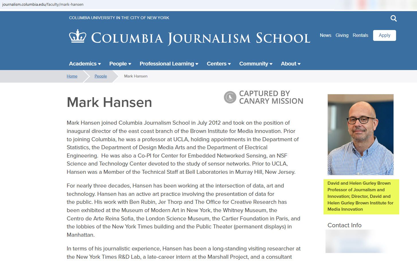 Mark Hansen - Canary Mission