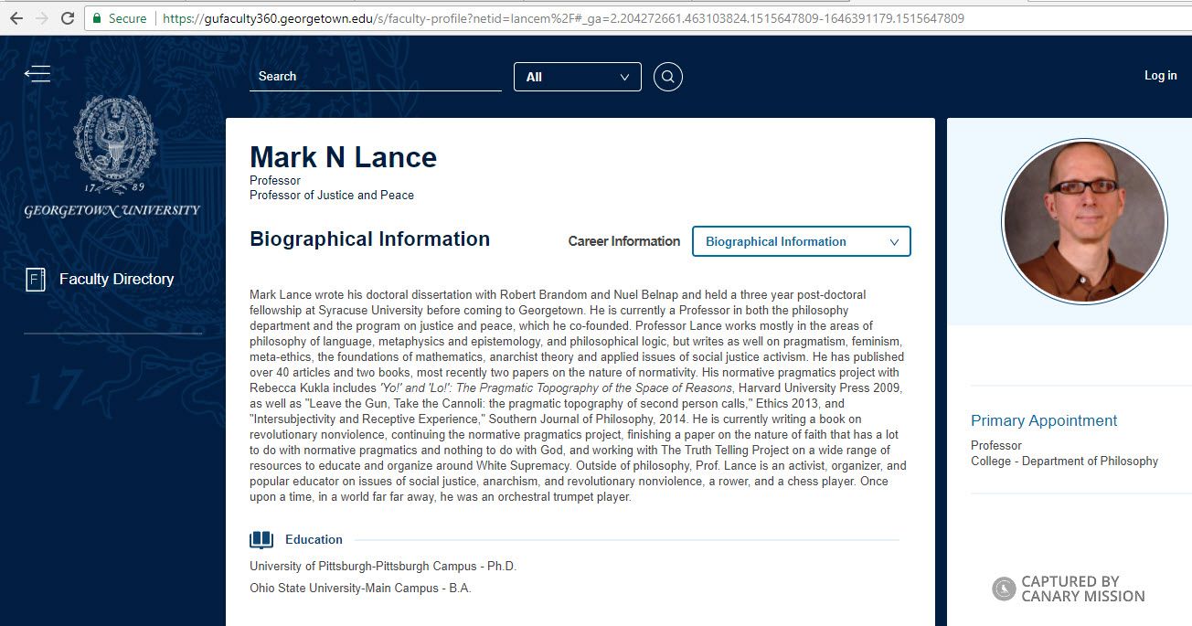 Mark Lance - Canary Mission