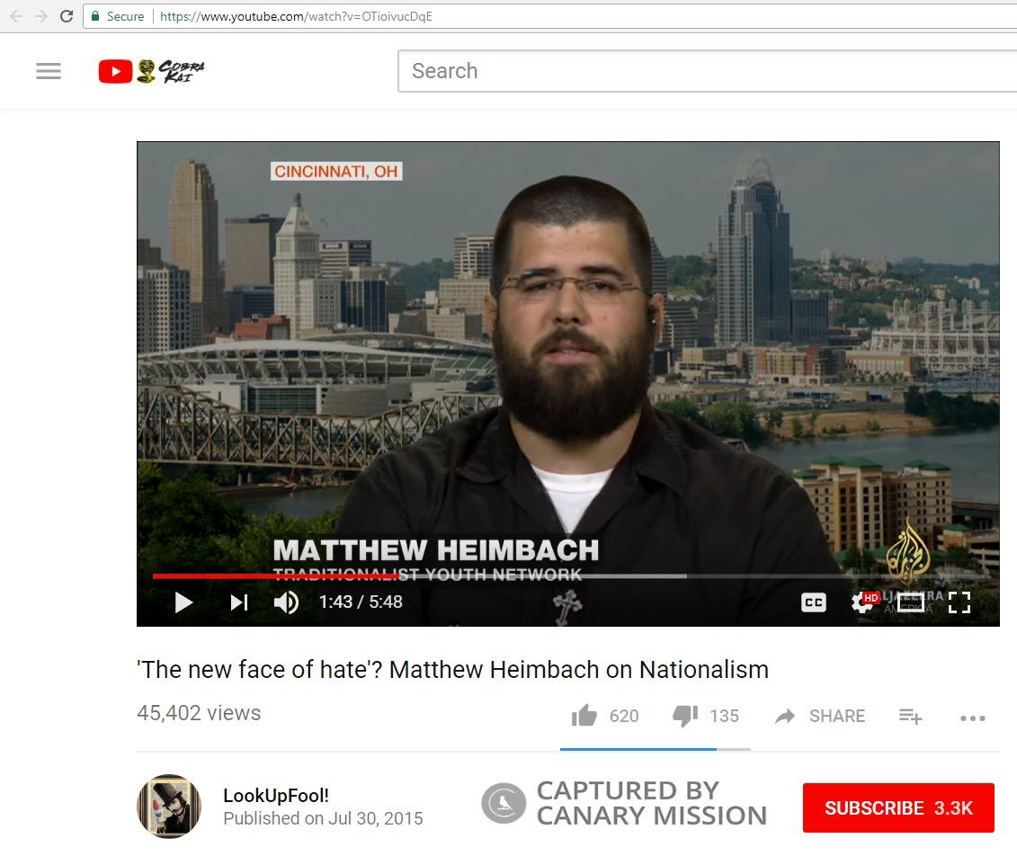 Matthew Heimbach - Canary Mission