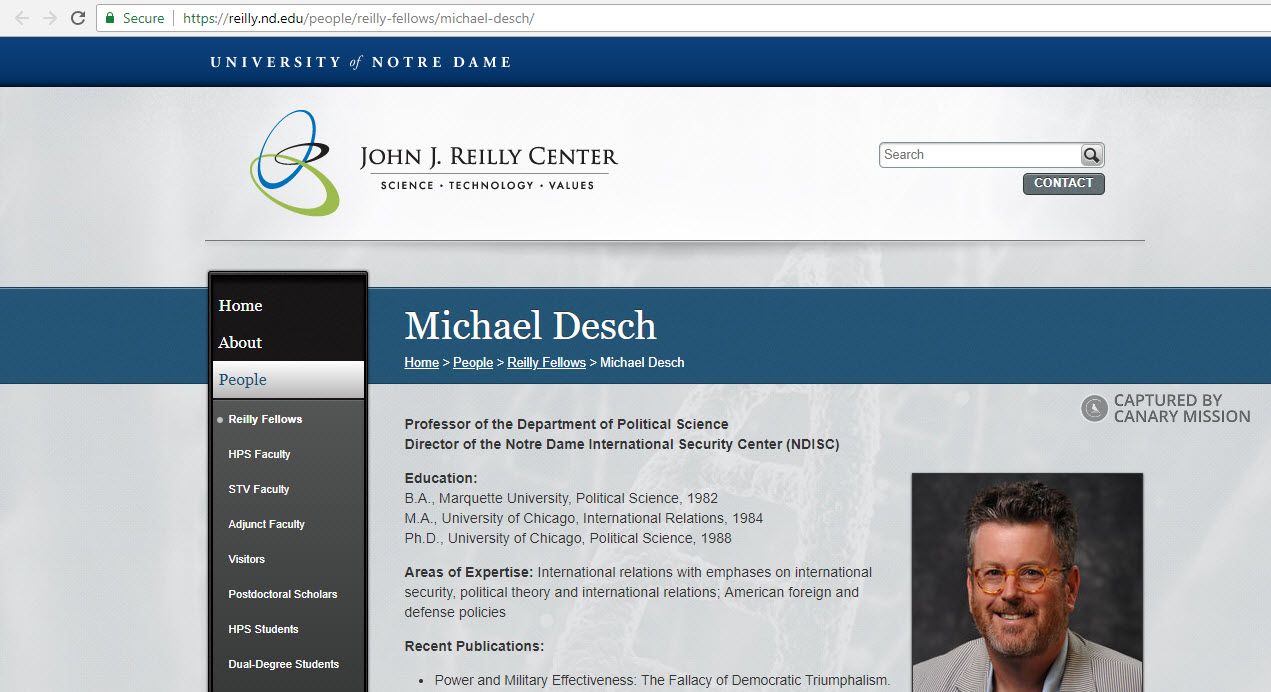 Michael Desch - Canary Mission