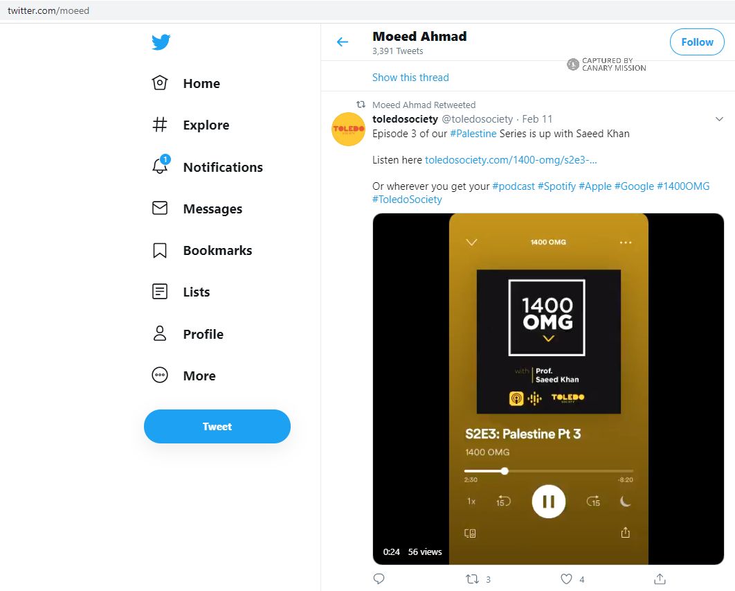 Moeed Ahmad - Canary Mission