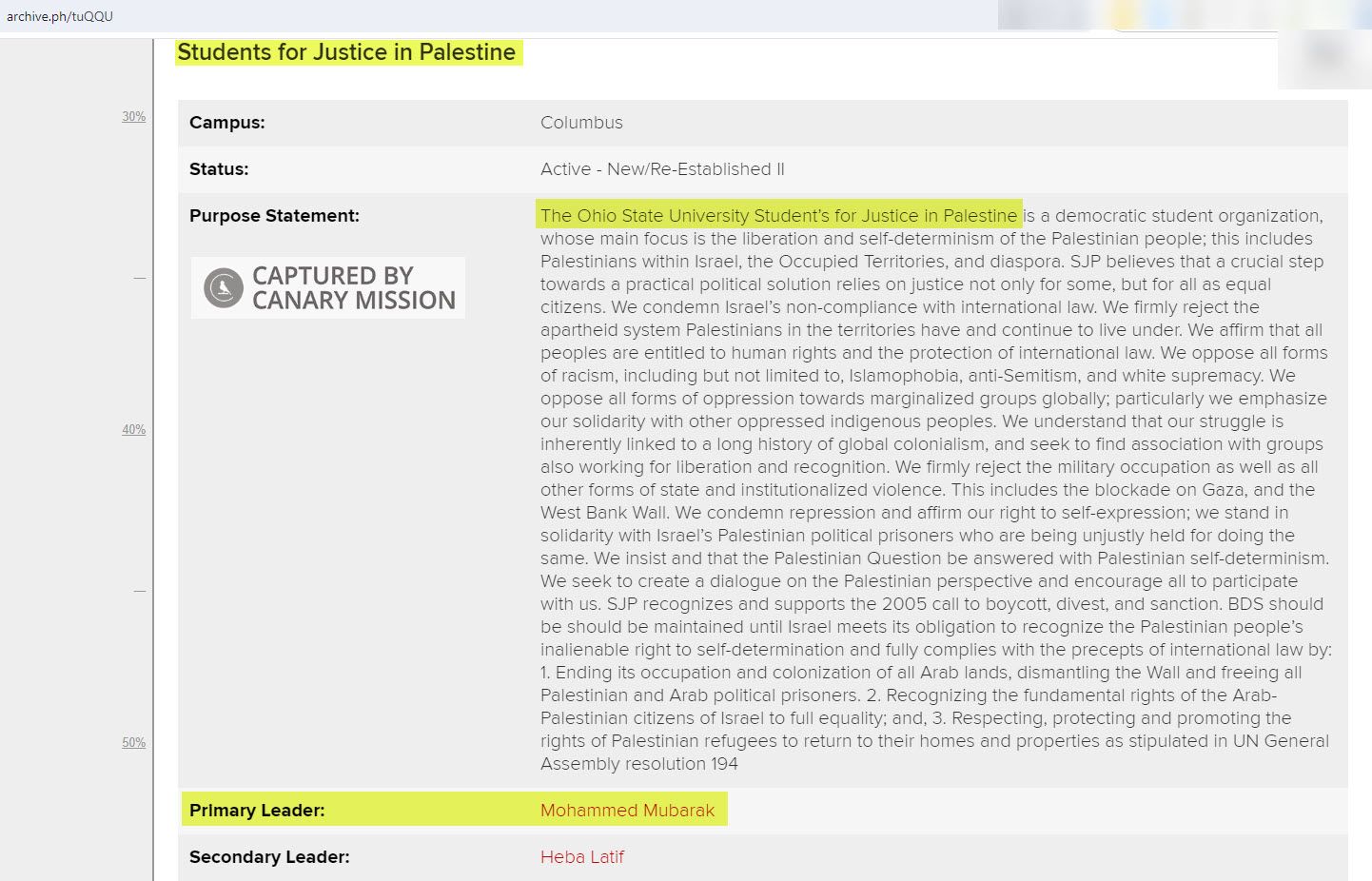 Mohammed Mubarak - Canary Mission