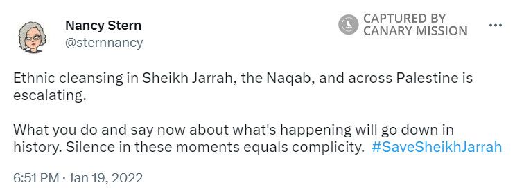 Nancy Stern - Canary Mission