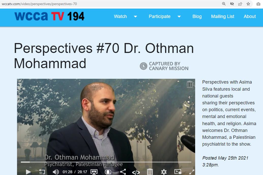 Othman M. Mohammad - Canary Mission