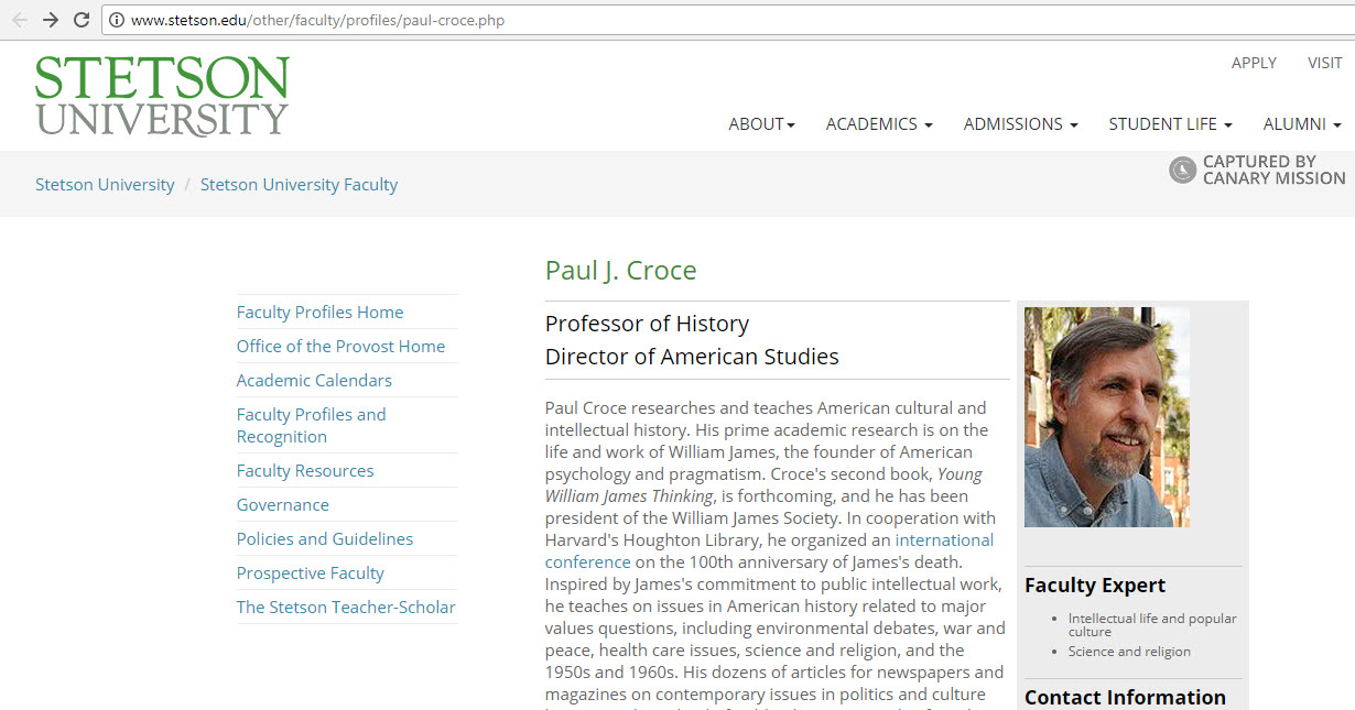 Paul Croce - Canary Mission